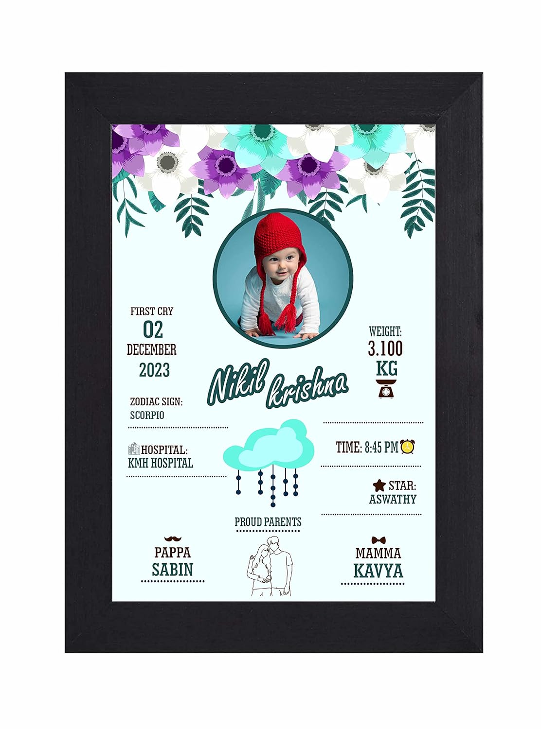 Woopme Customized New Born Baby Details Photo Frame – WOOPME